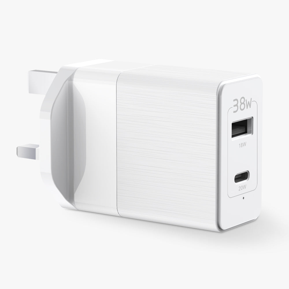 38W 2 Port Fast-charging Charger Type C+A, British Standard Plug | Eleker